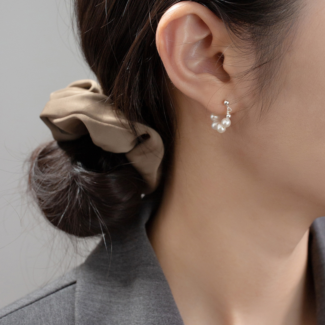 Fiona Freshwater Pearl Earrings Silver Color Rozy Jewellery