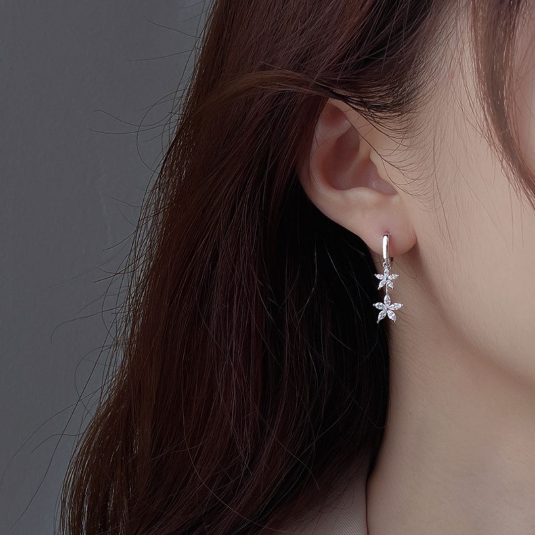 Flora Flower Drop Earrings in s925 | Rozy Jewellery